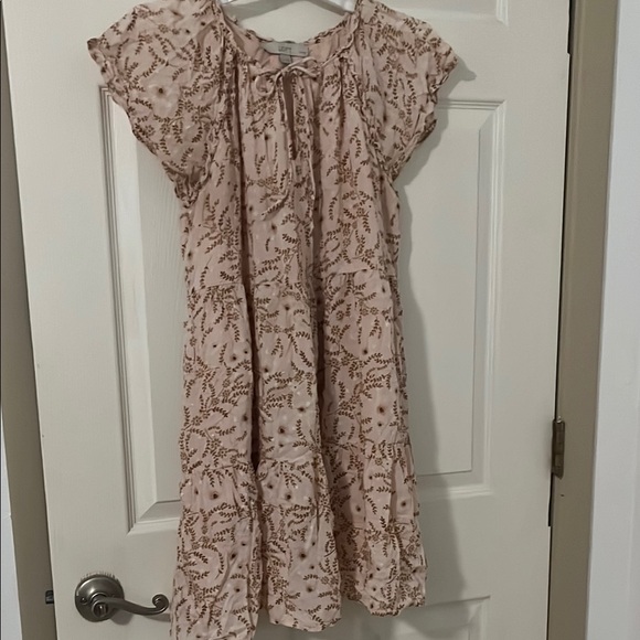 LOFT | Dresses | Loft Pink Ruffled Tiered Sundress With Flutter Sleeves ...